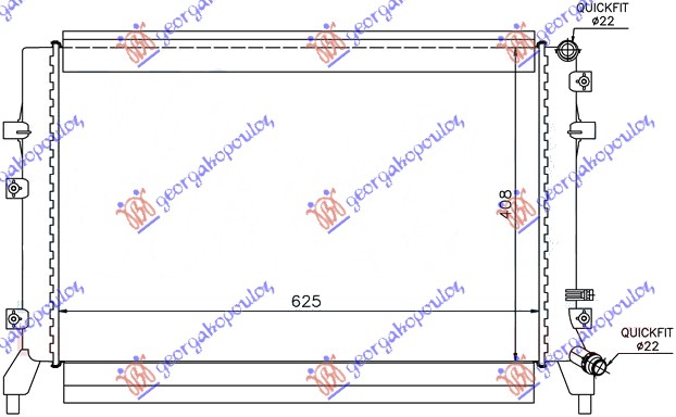 HLADNJAK DODATNI 1.4 BENZIN (625×400) AUDI A3 (2003-2008) (OEM: 1K0121251BN, 1K0121251BQ)