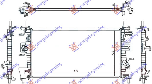 HLADNJAK MOTORA 1.6i -16V TI (67x37x16) FORD FOCUS (2011-2014) (OEM: 1697482, 1727475)