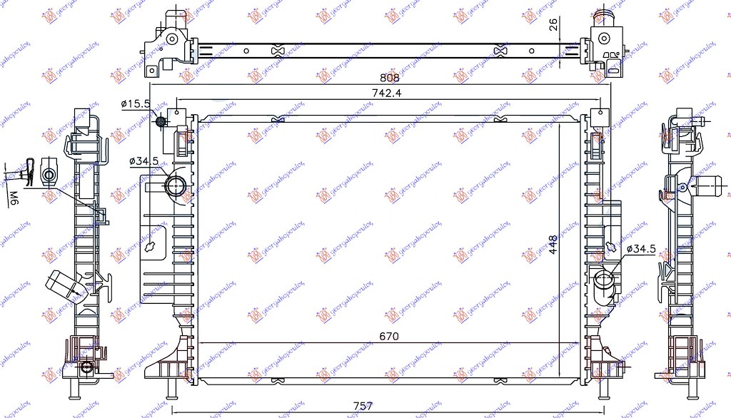 HLADNJAK MOTORA 1.6i -16V TI (67x37x16) FORD FOCUS (2014-2018) (OEM: 1697482, 1727475, 1857556)