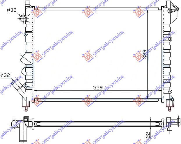 HLADNJAK MOTORA 1.8-2.0-A/C (56×41.4) RENAULT LAGUNA (1998-2000) (OEM: 7700821910, 7701038237)