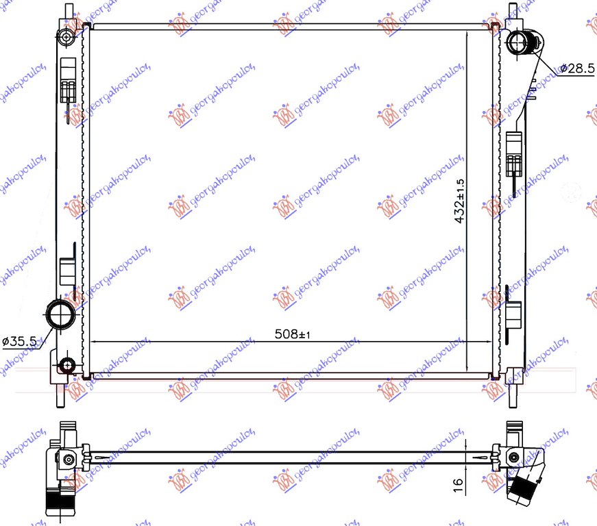 HLADNJAK 1.2 DIG-TUR.BENZIN (50 8x432x 16) NISSAN JUKE (2015-2019) (OEM: 214103ZU0A)