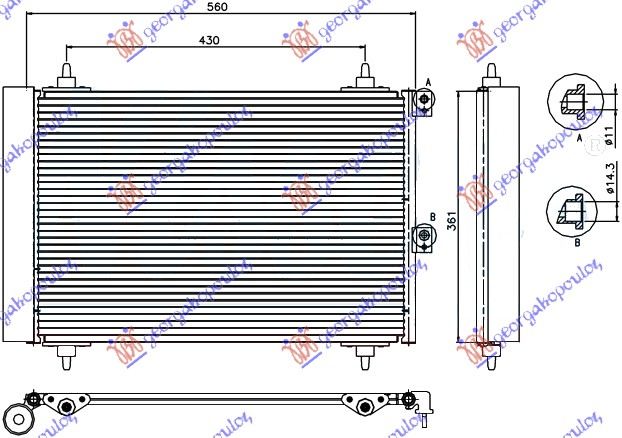 HLADNJAK KLIME 1.6 HDi (52x36x17) PEUGEOT PARTNER (2002-2008) (OEM: 6455CN)