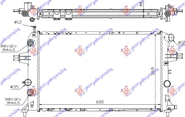 HLADNJAK MOTORA 2.0 – 2.2 TD A/T DIZEL 600×370 OPEL ASTRA G (1998-2004) (OEM: 1300210, 1300407, 9157938)