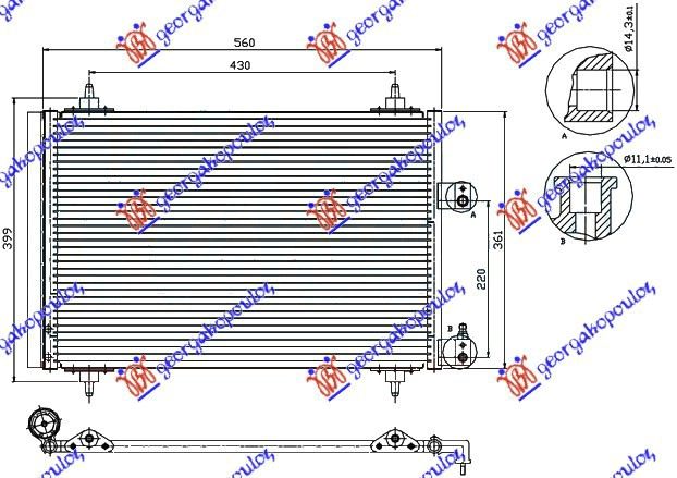 HLADNJAK KLIME 2.0i 16V-2.0 HDi(51x36x16 PEUGEOT 307 (2001-2005) (OEM: 6455AC)