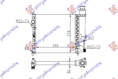 HLADNJAK MOTORA 1.1 – 1.9cc+/ – A/C (39×38)VAL81655 PEUGEOT 309 (1986-1993) (OEM: 1300N1)