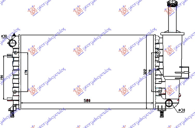 HLADNJAK MOTORA 1.2 8-16V +/-AC (58×31.7×18) FIAT PUNTO (2003-2011) (OEM: 51714679)