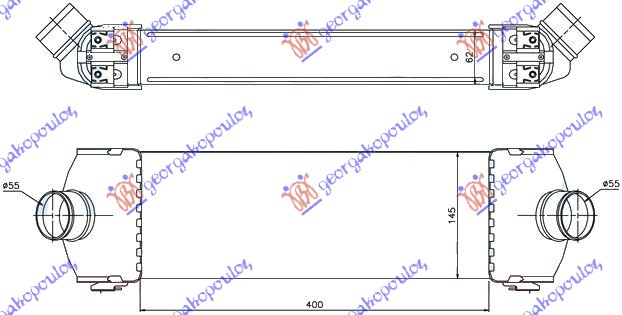 HLADNJAK INTERCOOLER 2.2-2.4 TDCi (398x147x62) FORD TRANSIT (2006-2013) (OEM: 1423732, 1432226, 6C119L440AB)