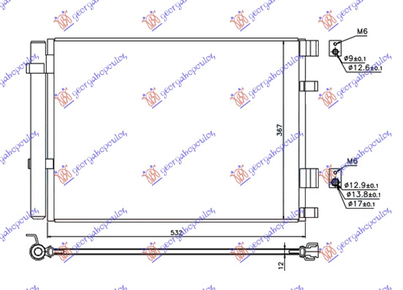 HLADNJAK 1.1-1.4 CRD I DIZ(500x360x12) HYUNDAI i20 (2012-2014) (OEM: 976061R300)