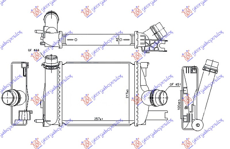 HLADNJAK.INTERKULER 0 .9 TCE BENZIN (257×2 17 RENAULT CLIO (2016-2019) (OEM: 144963014R)