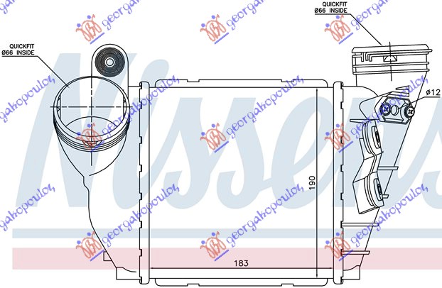 HLADNJAK INTERCOOLER BENZIN-DIZEL (18.3x19x6.5) 12mm SKODA OCTAVIA 4 (1997-2010) (OEM: 1J0.145.803T, 1J0145803T)