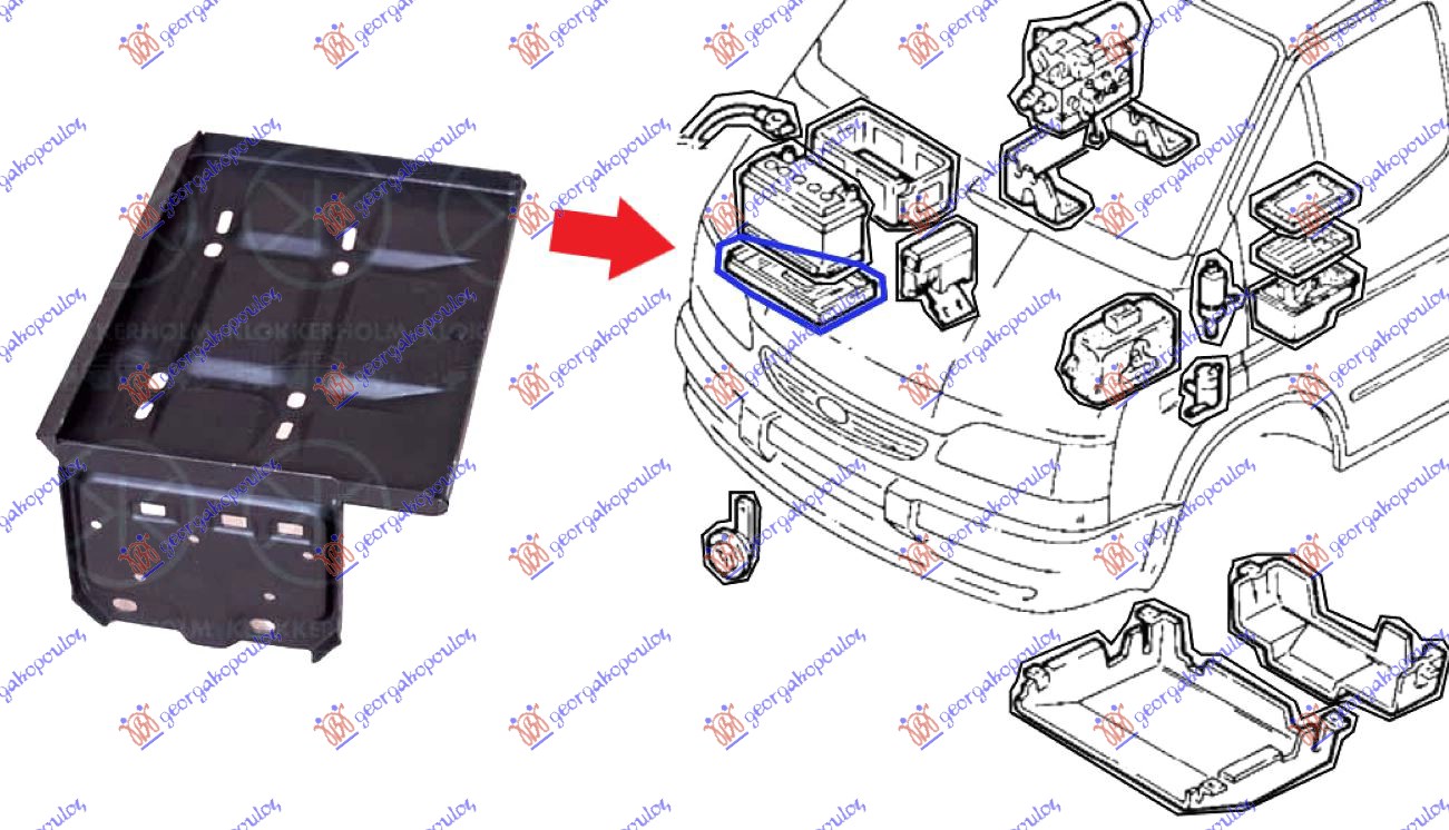 NOSAC AKUMULATORA (BENZIN) FORD TRANSIT (1992-1995)