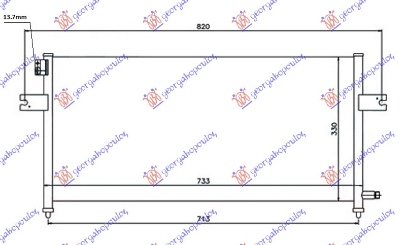 HLADNJAK KLIME 2.4 BENZIN -2.5 DIZEL (700x320x16) NISSAN P/U (D22) 2WD-4WD (1998-2001) (OEM: 92110-9S600, 9211095600, 921109S600)