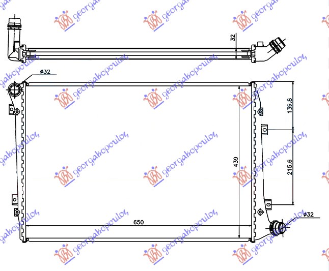 HLADNJAK MOTORA 1.9-2.0TDi MAN/AUT (65×44) VW PASSAT (2005-2011) (OEM: 1K0121251AK, 1K0121251AL, 1K0121251AM)