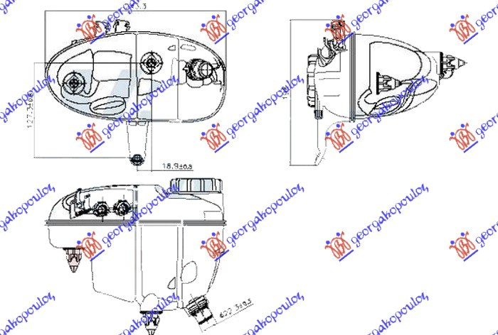 POSUDA ZA ANTIFRIZ (2 CEVI) MERCEDES S CLASS (W222) (2013-2017) (OEM: 2225000849, A2225000849)