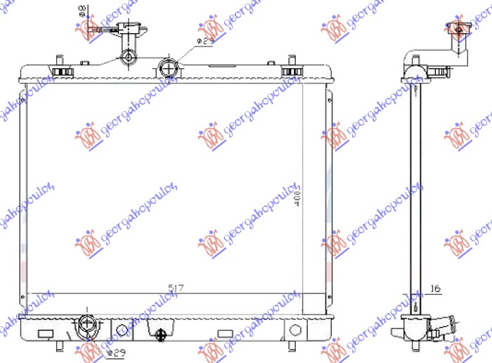 HLADNJAK MOTORA 1.2- 1.4- 1.6 BENZIN 40 x54 MANUELNI JAPAN SUZUKI SWIFT H/B (2014-2017) (OEM: 1770071L00, 1770071L20)