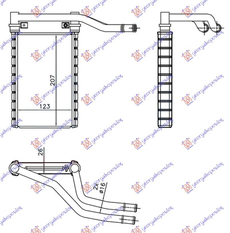 GREJAC KABINE (BR) (123x207x26) FIAT SEDICI (2007-) (OEM: 71743143, 71768657, 7412060PA0)