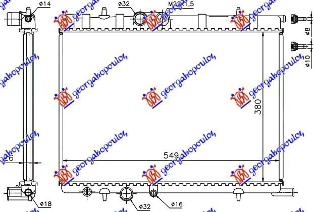 HLADNJAK MOTORA 1.1-1.4i8V -1.6i16V -02 (38×55 PEUGEOT 206 (1998-2009) (OEM: 1330-B3, 133038, 1330B3)