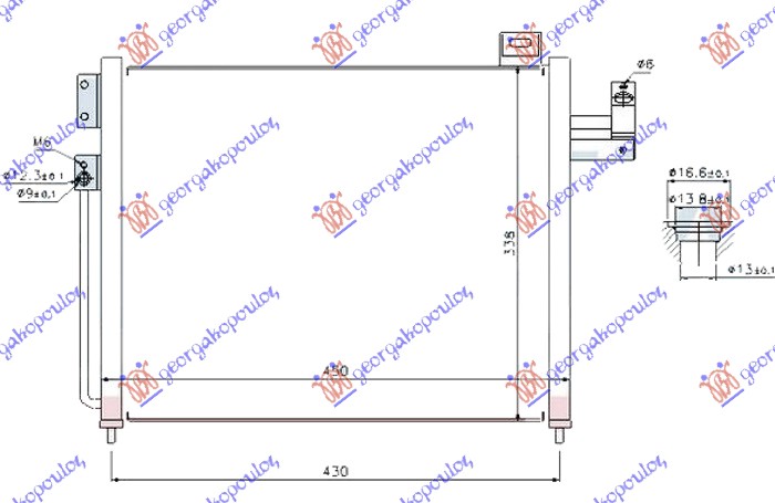 HLADNJAK KLIME 2.0 DIZEL (450x340x16) MAZDA PREMACY (1999-2004) (OEM: CB0561480, CB0561480A, CB0561480B)