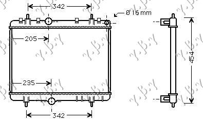 HLADNJAK BEN-DIZ(38x55x1.8)SA BAZOM ZA VENT. PEUGEOT 307 (2005-2007) (OEM: 1330J7)