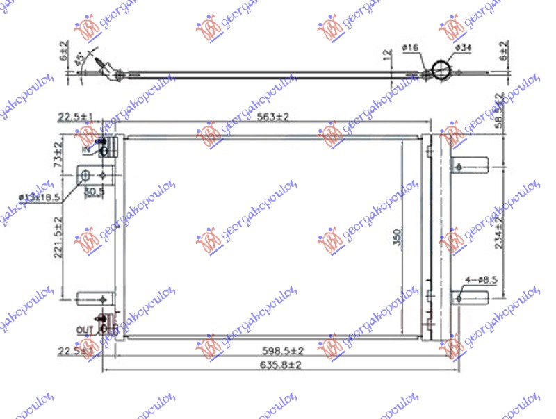 HLADNJAK KLIME BENZIN / DIZEL (53.5×36.4x 12) PEUGEOT 508 (2018-) (OEM: 9673629780, 9677145480, 9816746580)