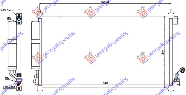 HLADNJAK KLIME 1.6i 16V (6 1×34.2x 1.6) NISSAN NV 200/EVALIA (2009-) (OEM: 21460JX10A, 92100-JX00A, 92100JX00A)