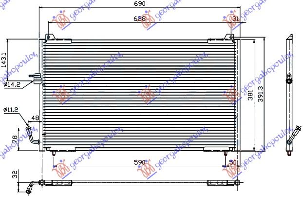 HLADNJAK KLIME A/C 99 – BENZIN/DIZEL (65×38) PEUGEOT 406 SDN (1996-2005) (OEM: 6455Y1)