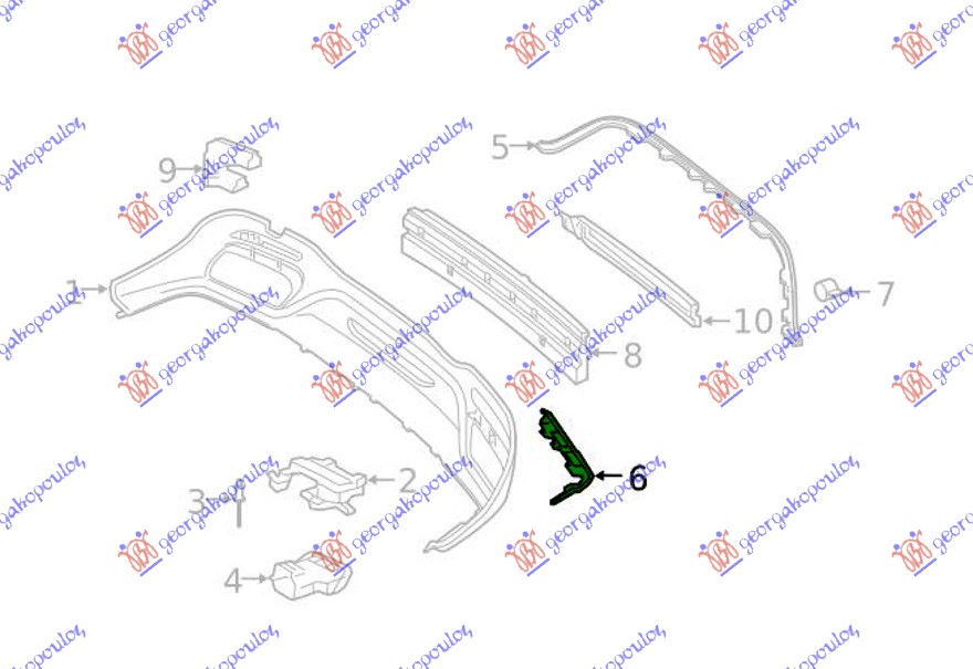 LAJSNA ZADNJEG SPOJLERA HROM (S63/S65AMG) Desna str. MERCEDES S CLASS (W222) (2017-2020) (OEM: 2228853101)