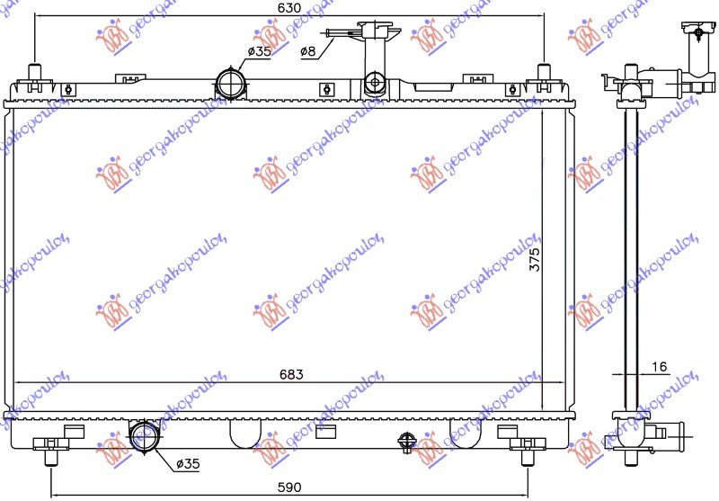 HLADNJAK 1.6 16v MANUELNI (375x697x 16) SUZUKI SX4 S-CROSS (2016-2022) (OEM: 1770061M00)