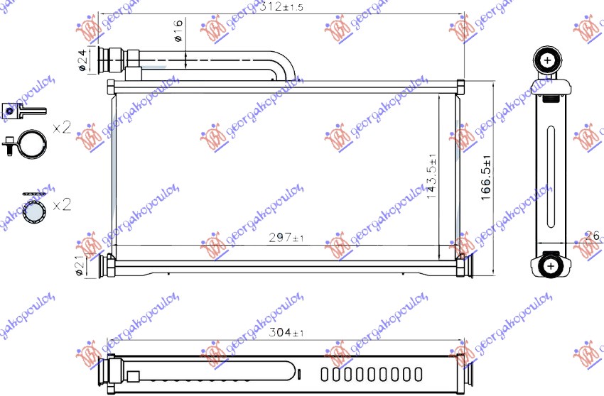 GREJAC KABINE (BR) (145x295x26) AUDI A6 (2004-2008) (OEM: 420820037A, 4F0819031B, 4F0820031)