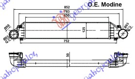 HLADNJAK INTERCOOLER BEN-DIZ (65x132x55) MERCEDES CLK (W209) (2002-2009) (OEM: 2035000000)