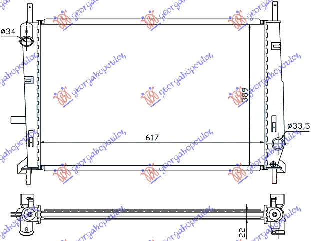 HLADNJAK 1.6 – 1.8 – 2.0Icc 16V+/ – A/C (62×39.5) FORD MONDEO (1996-2000) (OEM: 1029616, 93BB8005ED)