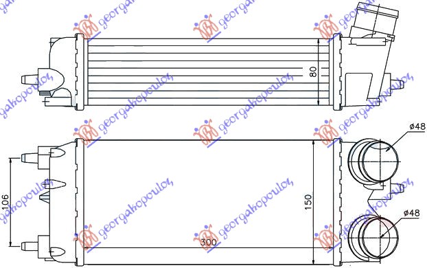 HLADNJAK INTERCOOLERA 1.4-1.6TDCi (300x150x80) FORD KA+ (2018-) (OEM: 1696574, 1722903)