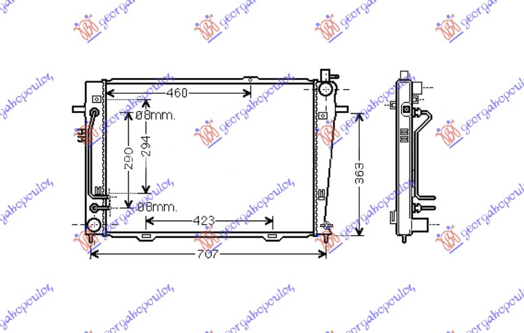 HLADNJAK MOTORA 2.0 CRDi (64×45.5×18)AUTOMATIK HYUNDAI TUCSON (2004-2010) (OEM: 25310-2E700, 253102E700)