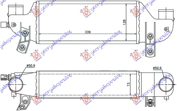 HLADNJAK INTERCOOLER 1.8 TDCi (339x128x73) FORD FIESTA (1999-2002) (OEM: 1227171)