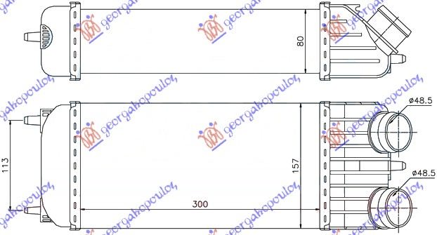 HLADNJAK INTERCOOLERA 1.6 HDi (300x158x80) CITROEN C3 PICASSO (2009-2012) (OEM: 0384J4, 1384N1, E256091)