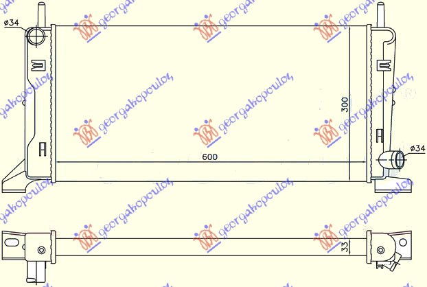 HLADNJAK MOTORA 1.4 – 1.6XR3 (60.3×29.8) FORD ESCORT IV (1988-1990) (OEM: 6184413)
