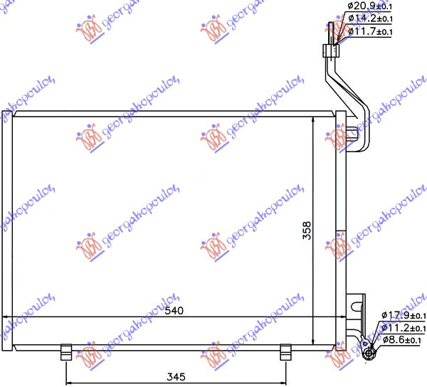 HLADNJAK KLIME 1.6 DIZEL (500x350x16) FORD FIESTA (2008-2013) (OEM: 1513110, 1521950, 1526276)