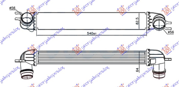 HLADNJAK INTERKULERA 1.6 – 2.0DIZEL (540x85x64)BRZ.SPOJ MINI COOPER/ONE (R56) (2006-2011) (OEM: 8506904, 17518506904)