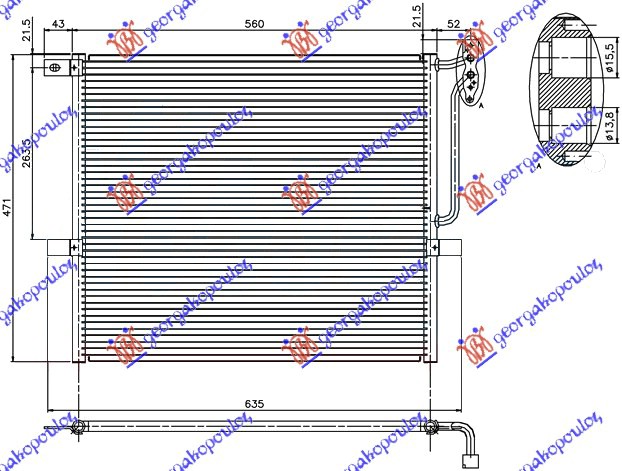 HLADNJAK KLIME 2.0 – 2.5 – 3.0 BENZ (52.5×47.2) BMW X3 (E83) (2007-2011) (OEM: 17113403437, 64533400400)