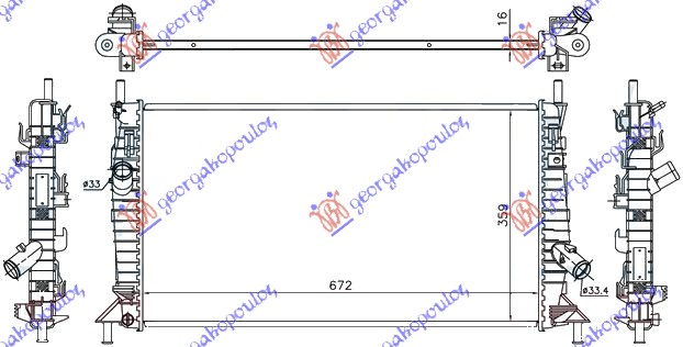 HLADNJAK MOTORA SVI MODELI BENZIN M / A + / -AC (67×37.2 VOLVO C30 (2010-) (OEM: 1305492, 1309414, 1354177)