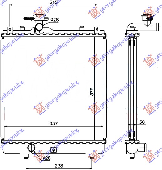 HLADNJAK MOTORA 1.3 +/- A/C (37.5×36) -03 JAPA SUZUKI IGNIS (2000-2008) (OEM: 17700-80G00, 1770080G00)