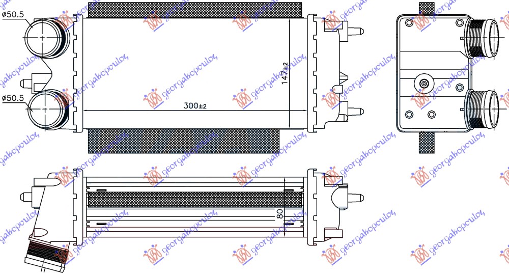 HLADNJAK INTERCOOLERA 1.5-1.6 TDCi F50.5 FORD TRANSIT/TOURNEO COURIER (2013-) (OEM: 1882817, FT766K775BA)