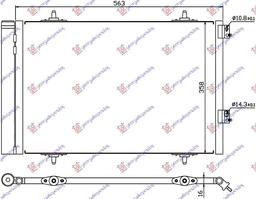 HLADNJAK KLIME 1.6 THP- 1.6 Hdi 1 1- (574x378x PEUGEOT 508 (2011-2015) (OEM: 6455JA, 6455JC)