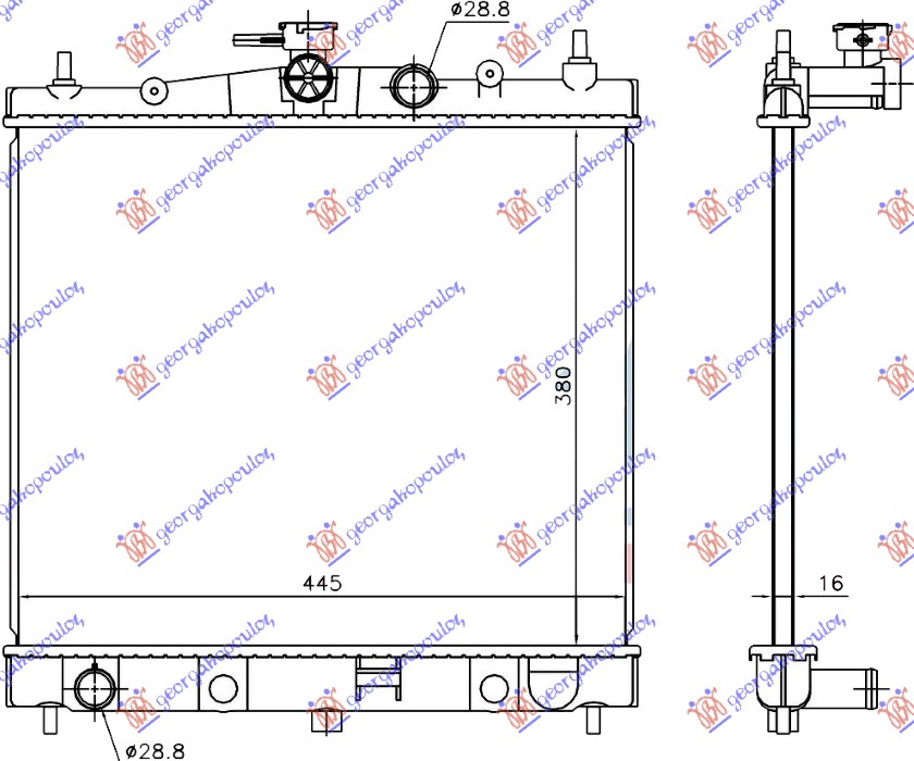 HLADNJAK 1.2-1.4 SA/BEZ KLIME BENZIN 380x445x16 NISSAN MICRA (K12) (2002-2010) (OEM: 21410AX200)