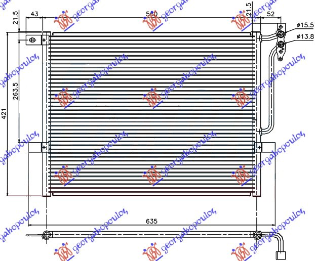 HLADNJAK KLIME (52x42x1.6) BMW SERIES 3 (E46) SDN (2002-2005) (OEM: 64536914033, 64538377614)