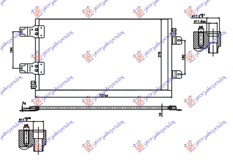 HLADNJAK KLIME 2.5 DCi DIZEL (690x380x16) RENAULT MASTER/MASCOTT (1998-2009) (OEM: 4417246, 4500908, 09161208)