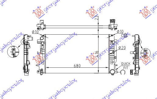 HLADNJAK MOTORA 2.2 CDi-AC (67.7×41.5×23) MANUAL MERCEDES SPRINTER 210-519 (W906) (2013-2018) (OEM: 9065000002)
