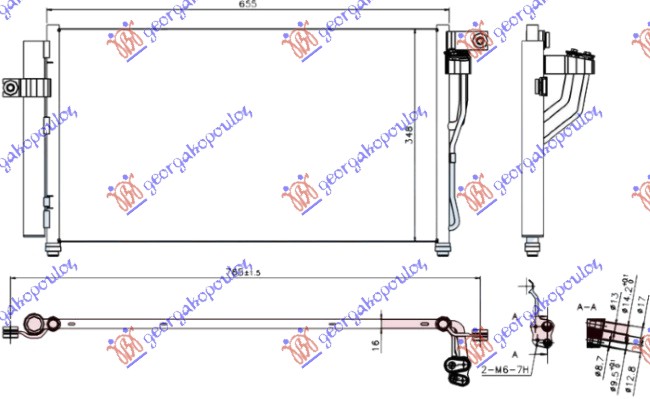 HLADNJAK KLIME (61×35) 1.4i-1.6i 16V HYUNDAI ACCENT SDN (2006-2011) (OEM: 976061E000)