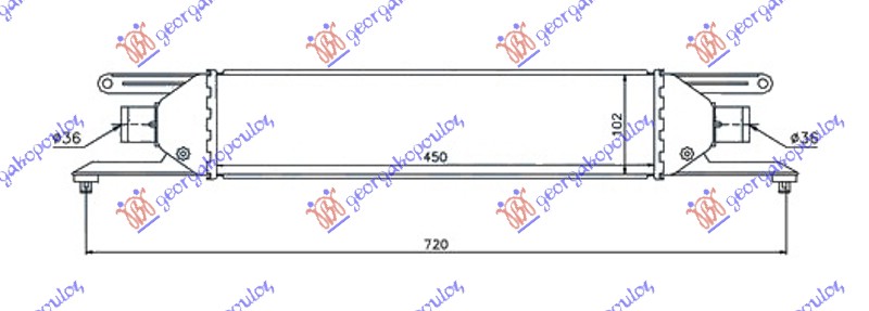 HLADNJAK INTERCOOLERA 1.3 MJTD (450x100x50) FIAT LINEA (2013-2015) (OEM: 51785221, 51831832, 59116449)