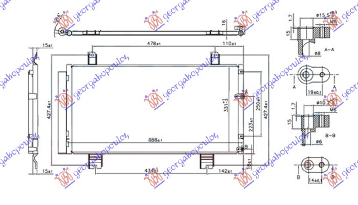 HLADNJAK KLIME BENZIN (640x340x16) LEXUS IS II (2005-2013) (OEM: 8846053030)